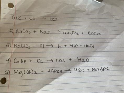 Solved Cscl2→coclbaco3nacl→na2co3bacl2naclo3hi→i2h2ona