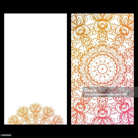 서식 파일 인사말 카드 초대장 텍스트를 위한 공간으로 설정 합니다 만다라 디자인입니다 벡터 일러스트 레이 션 Empire에 대한 스톡 벡터 아트 및 기타 이미지 Istock