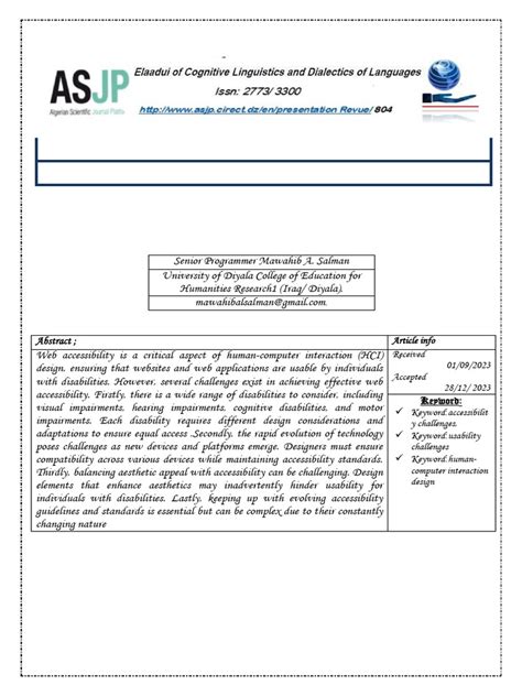 Accessibility And Usability Challenges In Human Computer Interaction Design Pdf Human