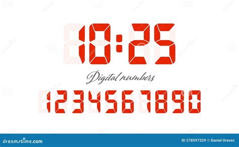 Digital Numbers Set Isolated On White Background Stock Illustration