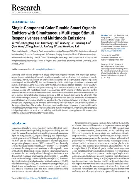 Pdf Single Component Color Tunable Smart Organic Emitters With
