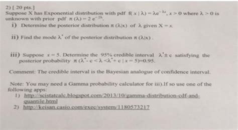 Suppose X Has Exponential Distribution With Pdf Fx