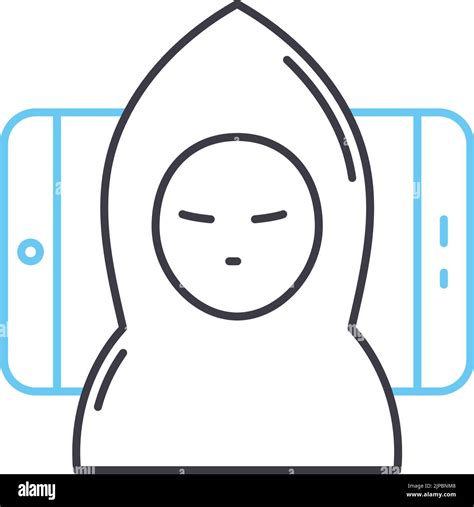 Social Media Hacker Line Icon Outline Symbol Vector Illustration Concept Sign Stock Vector