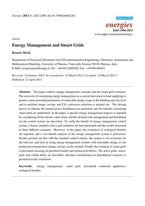 PDF Energy Management And Smart Grids