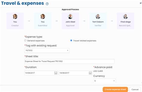 Create Expense Sheet Empxtrack