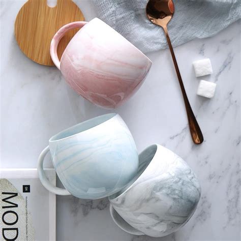 Marble Ceramic Mug Sugar And Cotton