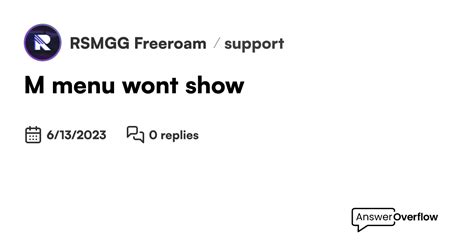 M Menu Wont Show Rsmgg