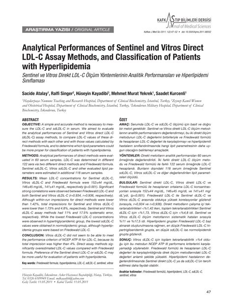 Pdf Analytical Performances Of Sentinel And Vitros Direct Ldl C Assay