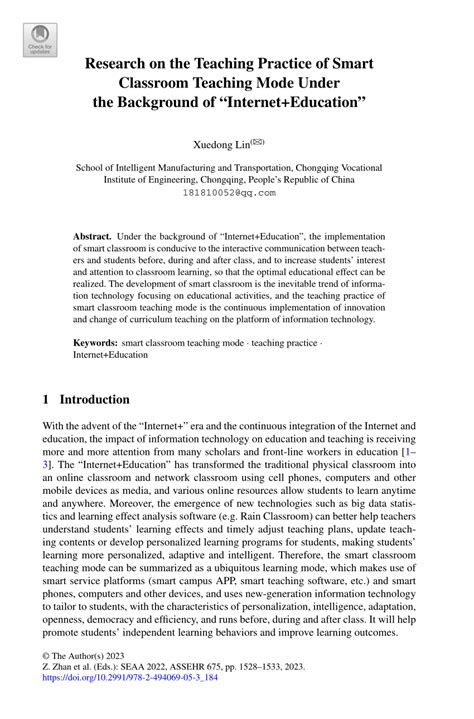 Pdf Research On The Teaching Practice Of Smart Classroom Teaching Mode Under The Background Of