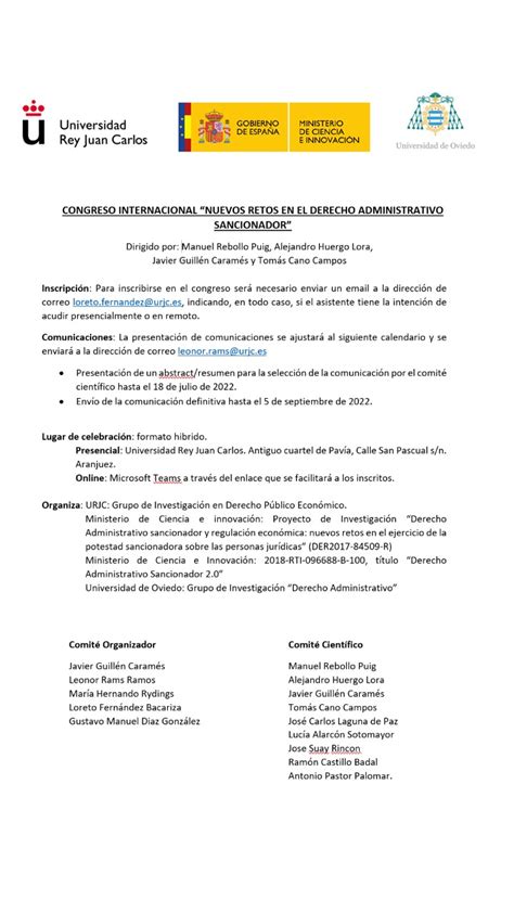 CONGRESO INTERNACIONAL NUEVOS RETOS EN EL DERECHO ADMINISTRATIVO SANCIONADOR GEDYPE