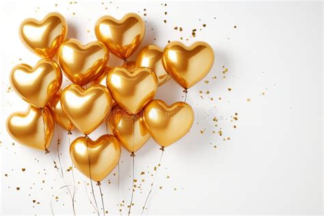 Gold Love Heart Shaped Foil Helium Balloon For Birthday And Valentine