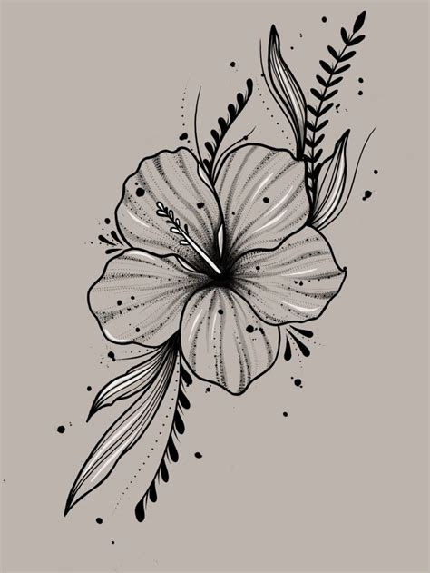 My Own Design In 2020 Hibiscus Flower Tattoos Flower Sketches