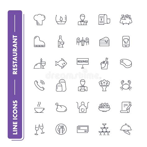 Line Icons Set Restaurant Stock Vector Illustration Of Dining 115357714