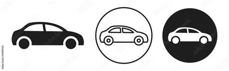 シンプルでかっこいい車のベクターイラストアイコンセット白黒 Stock ベクター Adobe Stock