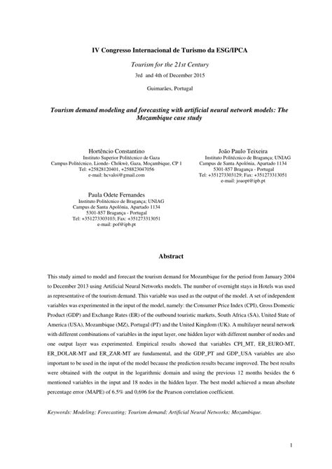 Pdf Tourism Demand Modeling And Forecasting With Artificial Neural