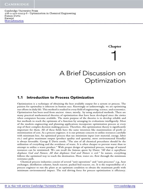 Optimization In Chemical Engineering Chapter 1 Pdf Mathematical