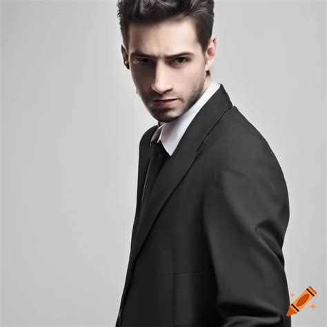 Beautiful Greek Man In A Dark Suit In Front Of A White Background On