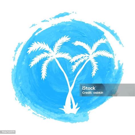 畫筆水彩畫水彩畫抽象背景設計插圖向量墨水筆劃象圓與棕櫚 Sihouette完美的彩繪設計的標題 標誌和銷售橫幅向量圖形及更多問候圖片 Istock
