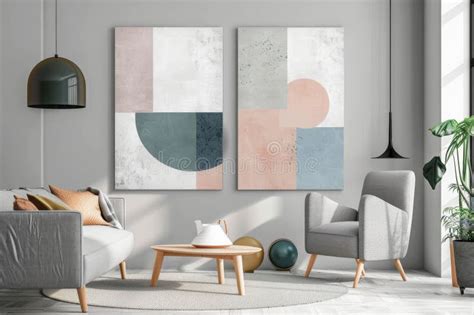 Canvas Poster With Pastel Geometric Shapes In A Soothing Palette
