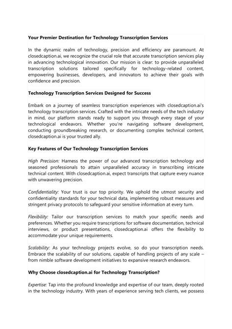 Ppt Your Premier Destination For Technology Transcription Services