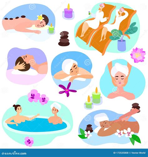 Spa Vector Portrait Of Young Beautiful Woman Character In Spa Salon