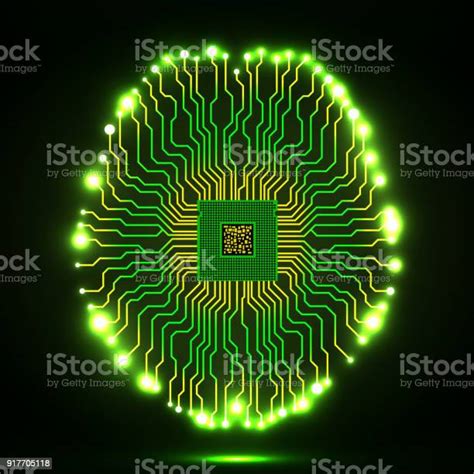 네온 뇌 Cpu 회로 기판 머리에 대한 스톡 벡터 아트 및 기타 이미지 머리 컴퓨터 Cpu Istock