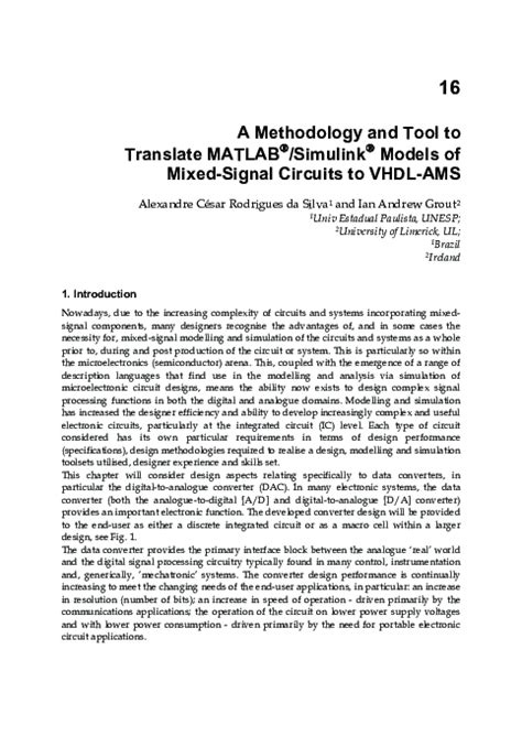 pdf a methodology and tool to translate matlab® simulink® models of