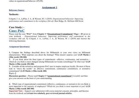 Solved Values In Organizational Behavior Clo2 Assignment 1