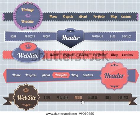 Web Elements Vector Header Navigation Templates Stock Vector Royalty