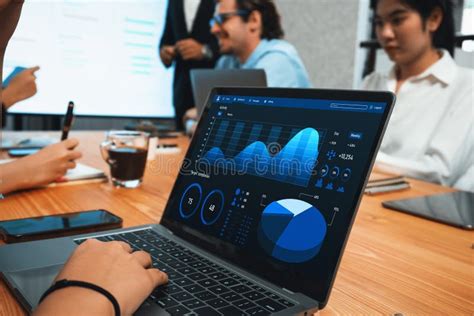 Financial Data Analysis Dashboard Display On Laptop Screen Habiliment