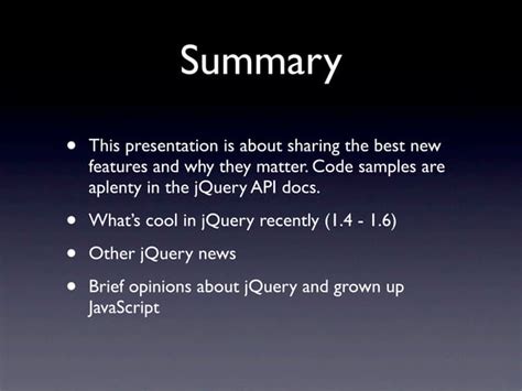 Jquery 14 16 Best New Features Ppt