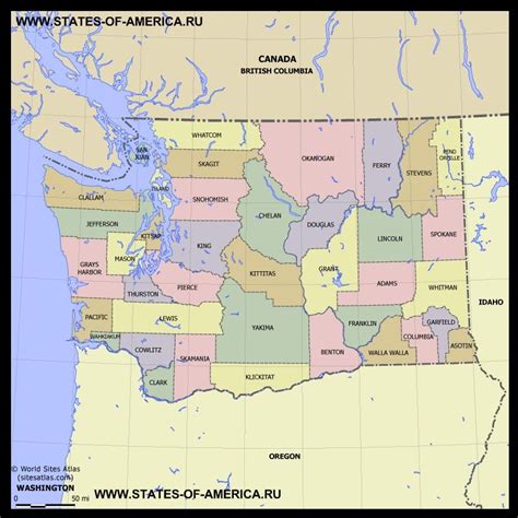 Карта штата Вашингтон по округам Map America Map Screenshot
