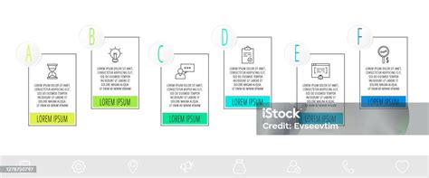 Templat Infografis Garis Tipis Dengan 6 Langkah Label Infografis Konsep