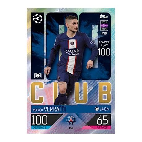Venta Cromos Marco Veratti 100 Club PSG Match Attax 22 23