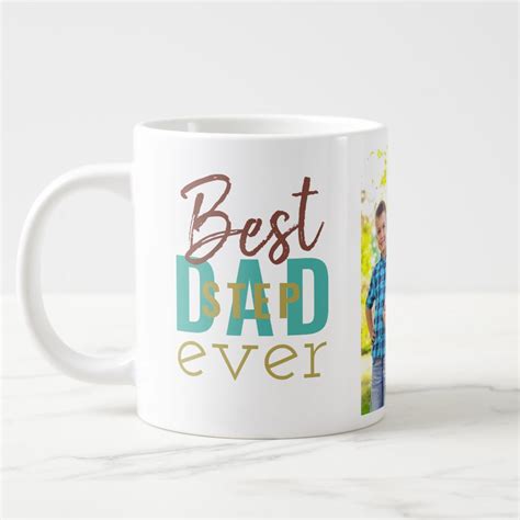 Best Stepdad Ever Typography And Custom Photo Giant Coffee Mug Zazzle