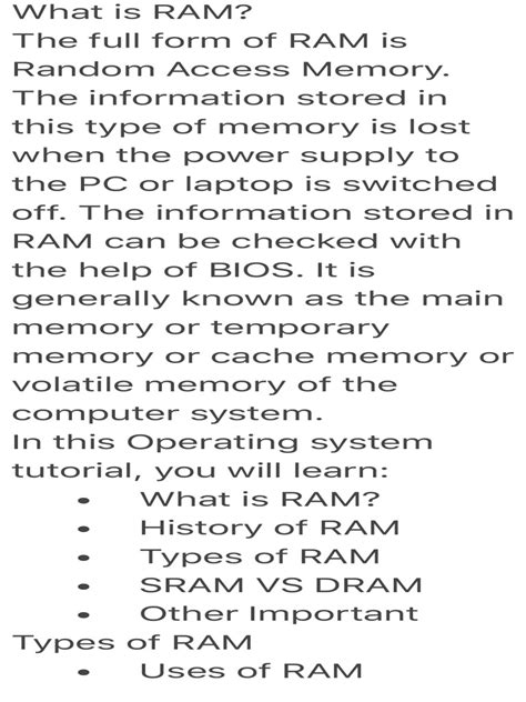 What Is Ram Download Free Pdf Random Access Memory Dynamic