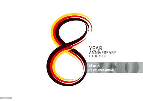 8 주년 기념 축하 Icontype 다채로운 선 벡터 8 번째 생일 아이콘 8 숫자 디자인 배너 템플릿 초대 카드 포스터 티셔츠에 대 한 아이콘 번호 요소 그래픽 디자인