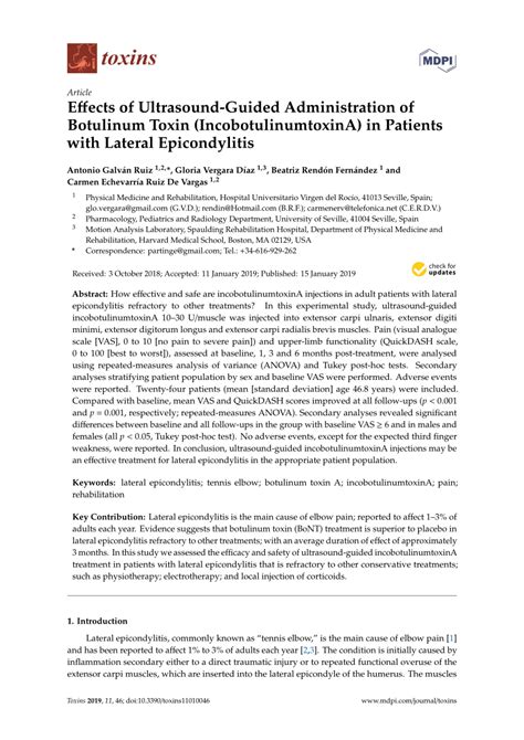 Pdf Effects Of Ultrasound Guided Administration Of Botulinum Toxin