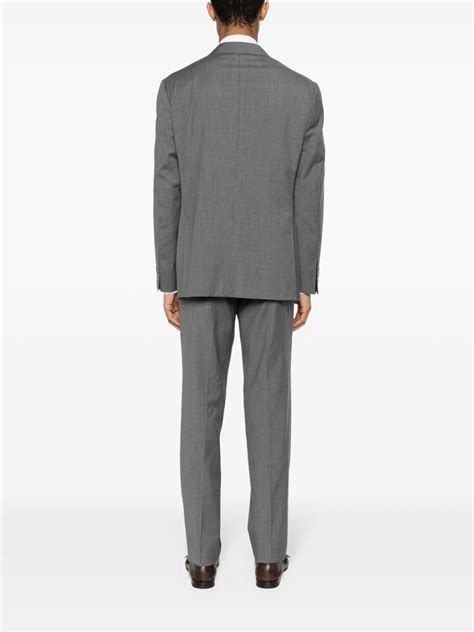 Canali Double Breasted Wool Suit In Grey Modesens