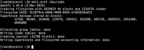 comment créer un nouveau système de fichiers ext4 partition dans
