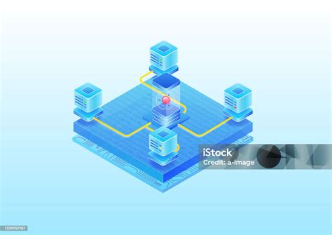 양자 컴퓨팅 개념 인터넷을 통해 다양한 서버에 연결된 차세대 슈퍼 컴퓨터 3d 이소메트릭 벡터 일러스트레이션 양자컴퓨팅에 대한 스톡 벡터 아트 및 기타 이미지 Istock