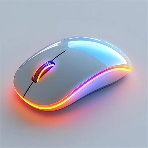 Flat Wireless Mouse With Holographic Scroll Wheel Copy Space On The