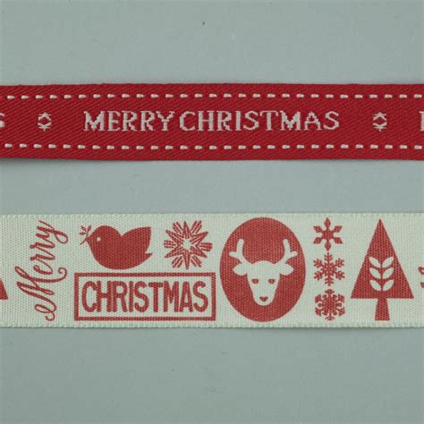 Rood And Ecru Kerstlint Christmas Seegers Fournituren
