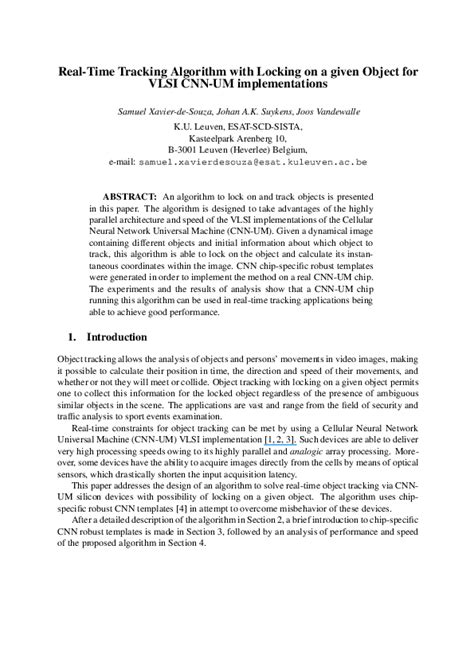 Pdf Real Time Tracking Algorithm With Locking On A Given Object For