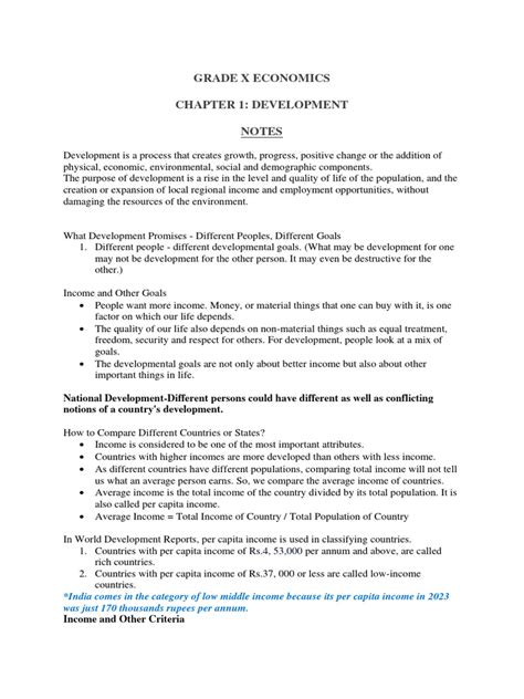 Grade X Economics Chapter 1 Pdf Body Mass Index Human Development