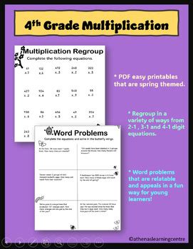 REVIEW Grade Multi Digit Multiplication Equations And Spring Word Problems