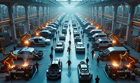 Futuristic Automotive Assembly Line With Advanced Robotics For Better
