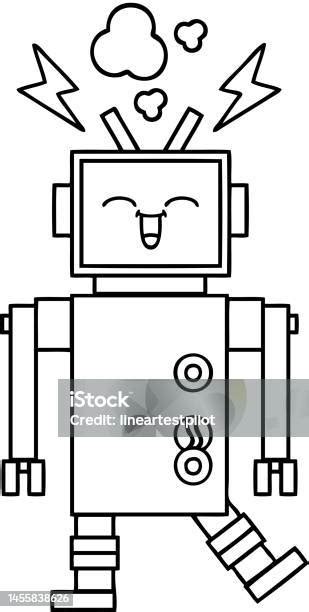 로봇의 선 그리기 만화 과학에 대한 스톡 벡터 아트 및 기타 이미지 과학 귀여운 라인아트 Istock