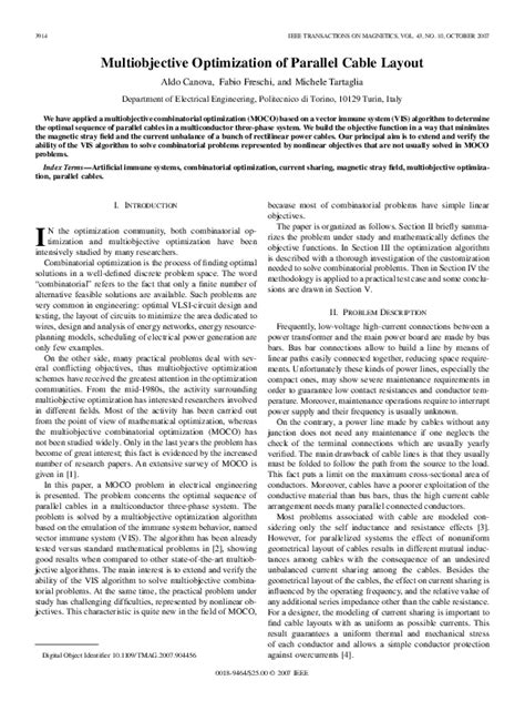 Pdf Multiobjective Optimization Of Parallel Cable Layout