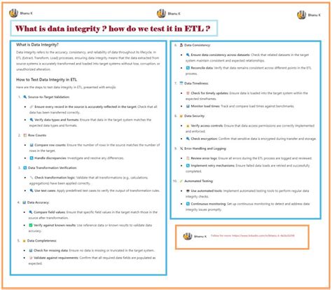 bhanu k on linkedin day challenge etl testing integrity test